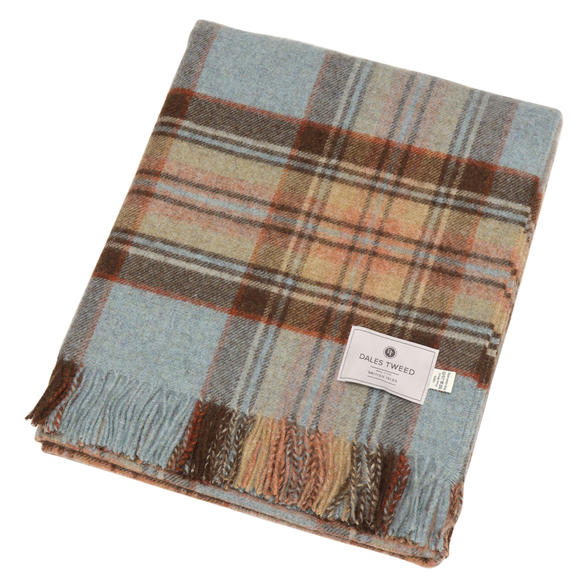 Dales By Moon Bramble Plaid Wool Throw Muted Blue – Foy & Co Interiors