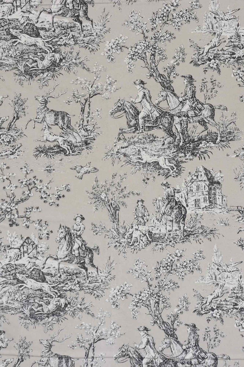 French Hunting Toile Beige Double Width Fabric – Foy & Co Interiors