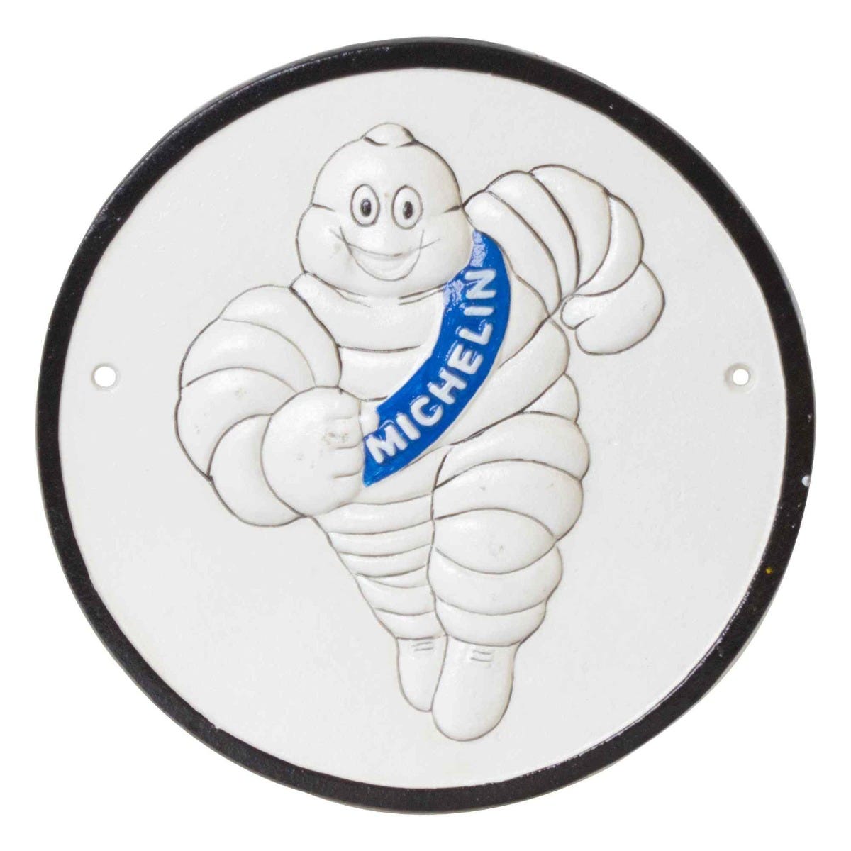Michelin Tyres Round Cast Iron Wall Sign White – Foy & Co Interiors